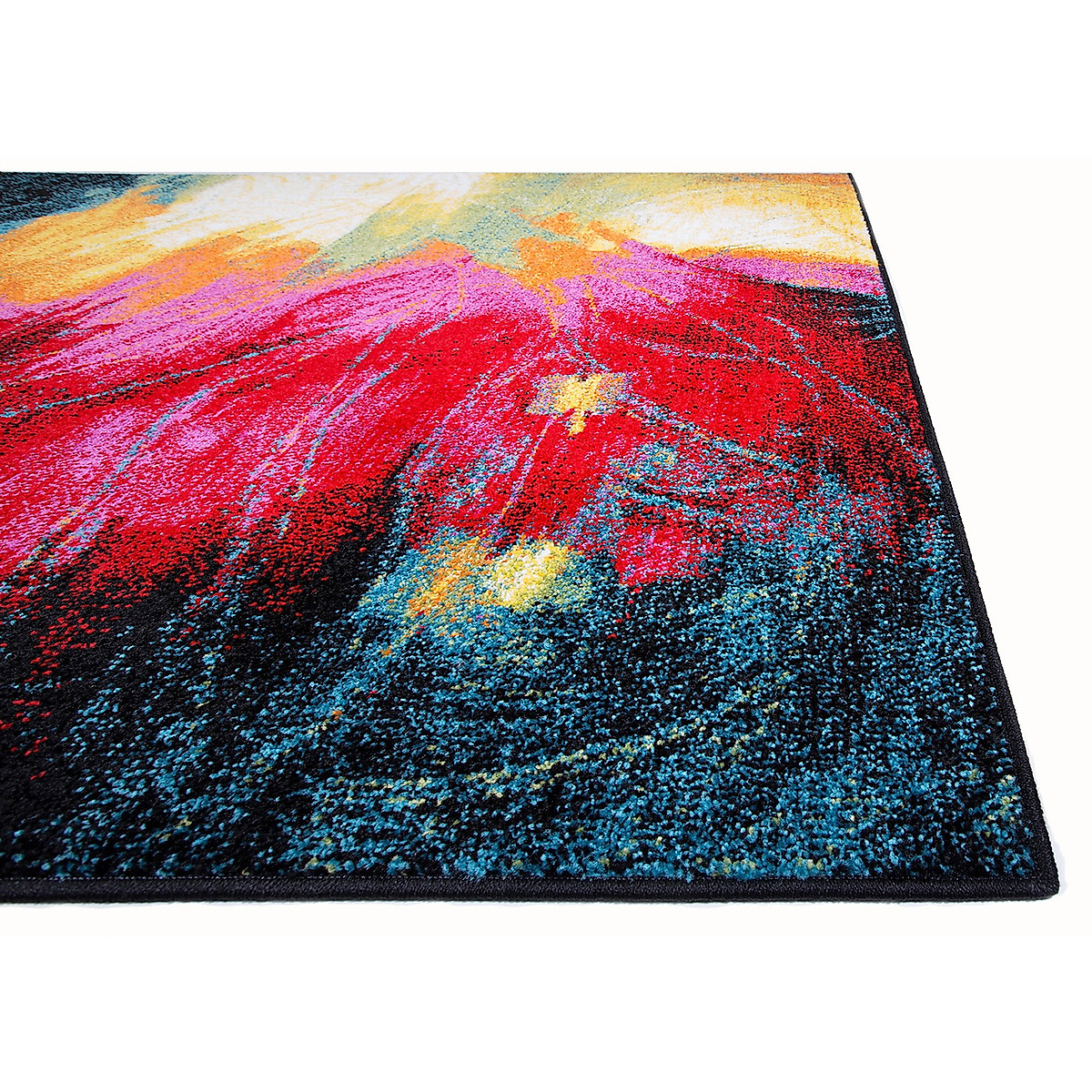 Home Dynamix Splash Mondrian Area Rug 19.6"x31.5", Abstract Black/Blue/Pink/Yellow