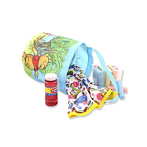 Winnie the Pooh Kids Collapsible Nylon Gift Basket Bucket Tote Bag (One Size, Blue)