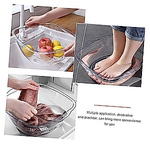 ORFOFE Wash Basin Clear Tub Bathtub Portable Dish Washing Tub for Sink Vegetable Dish Tub for Kitchen Sink Plastic Washtub Transparent Plastic Washing Basin Washbasin for Face Cleansing