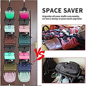 OVOY Bag-Organizer-Rack-Holder Purse Hanger for Door - 20 Hooks for Handbags for Closet and Door 2Pcs-Fit Door Thickness 1.3-1.5" (Black, 2PCS(Fit Door Thickness 1.3-1.5"))