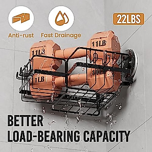 LEVERLOC Corner Shower Caddy Suction Cup with Hooks 2 Pack No-Drilling Rotating Removable Shower Caddy Basket, Stainless Steel Shower Shelves,Rustproof Organizer for Bathroom Storage,Black