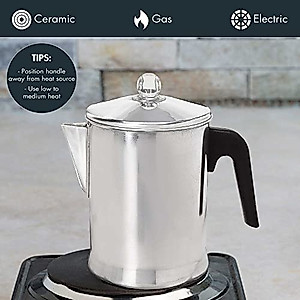 Primula Today Aluminum Stove Top Percolator Maker Durable, Brew Coffee On Stovetop, 9 Cup, Silver