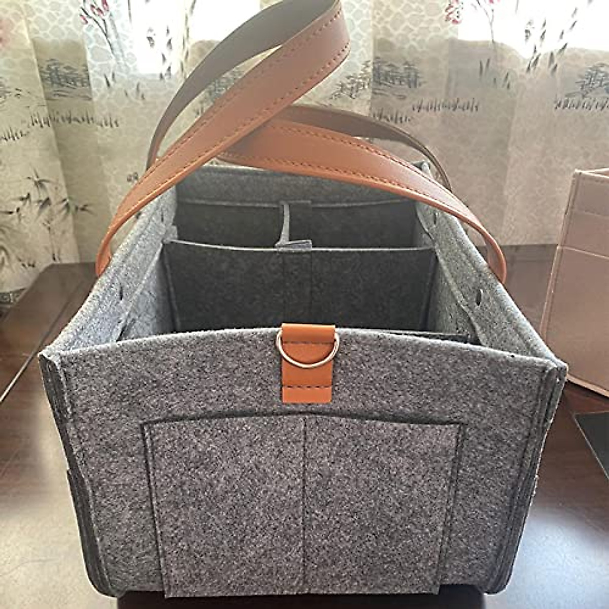 KITERI Diaper Caddy Basket, Felt Storage Caddy, Baby Diaper Caddy Organizer With Handles, Portable Nursery Storage Bin, Baby Diaper Organizer Caddy Bag Suitable For Diapers And Cars