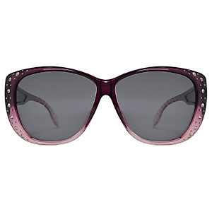PZ - Polarized Sunglasses Wear to Cover Over Prescription Glasses UV Protection Rhinestones (Purple Fade + Polarized Grey)