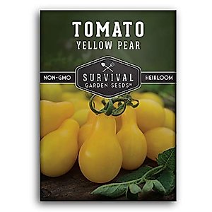 Survival Garden Seeds - Yellow Pear Tomato Seed for Planting - Packet with Instructions to Plant and Grow Golden Tomatoes in Your Home Vegetable Garden - Non-GMO Heirloom Variety