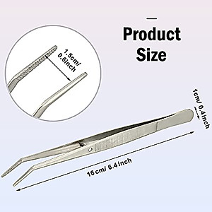 Stainless Steel Tweezers with Curved Serrated Tip Multipurpose Tweezers Sewing Machine Tweezers Forceps Tweezers for Craft (Silver, 10 Pieces)