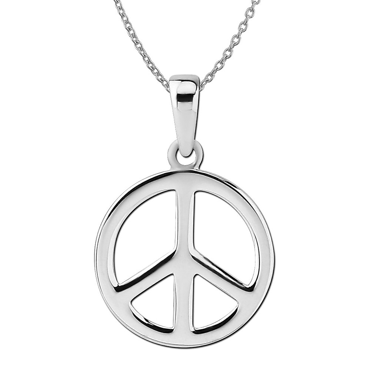 Hawaiian Silver Jewelry Peace Sign Necklace – 18 Inch Pendant Necklace for Women – Premium 925 Sterling Silver Necklace with Peace Symbol – Modern Boho Chic Design