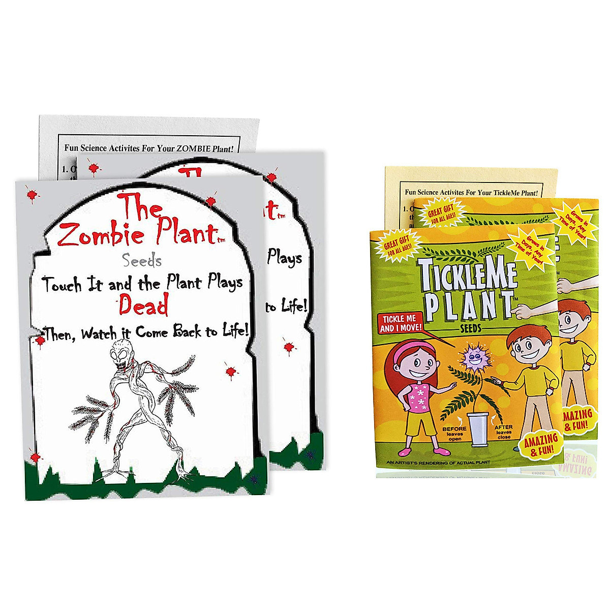 TickleMe Plant Seed Packets (2) with Zombie Plant Seed Packets (2)