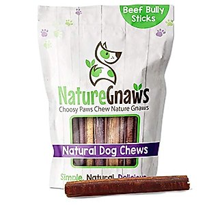 Nature Gnaws Bully Sticks for Large Dogs - Premium Natural Beef Dental Bones - Thick Long Lasting Dog Chew Treats for Aggressive Chewers - Rawhide Free