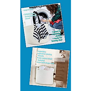 OTON HOME City Series White Rope Basket - Extra Large Storage Basket - Woven Basket for Storage - Basket for Towels - White Toy Storage - Nursery Basket - Blanket Basket Living Room