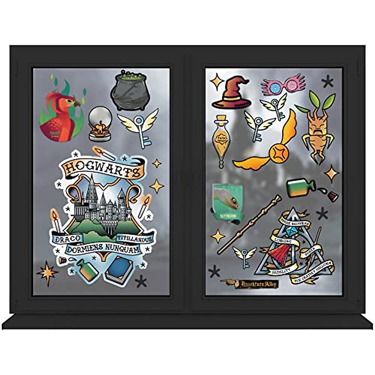 Conquest Journals Harry Potter Dreaming of Hogwarts Window Clings, Over 40 Individual Window Clings Celebrating Hogwarts, Reusable, No Residue