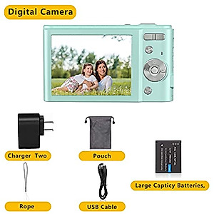 Digital Camera for Kids Boys and Girls - 2.7K 48MP Children's Camera with 32GB SD Card, Rechargeable Electronic Mini Camera for Students, Teens, Kids (Green)
