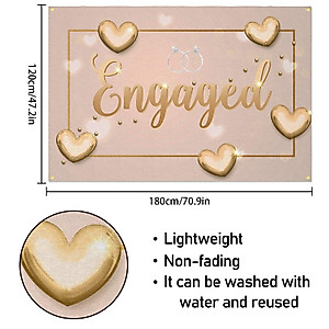 PAKBOOM Engaged Backdrop Banner - Engagement Bridal Shower Party Decorations Supplies - 3.9 x 5.9ft Gold