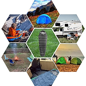 Mantuole Heated Sleeping Bag 5pcs Multi USB Power Support Heating Pads,Operated with Battery Power Bank or Other USB Power Supplies, Portable Compact Bag, Mummy Style-Black.