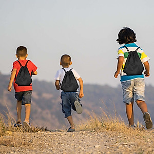 KUUQA 25Pcs Drawstring Backpack Bags String Backpack Sport Bag Sack Cinch Tote Gym Backpack Bulk for Gym Sport Traveling,Black