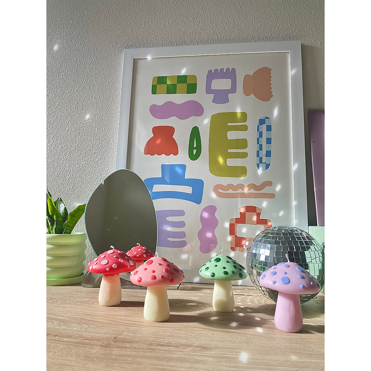 Havenstone Home Mushroom Candle (Pink) - Unscented Soy Wax, 4x3.5 inches, Decoration