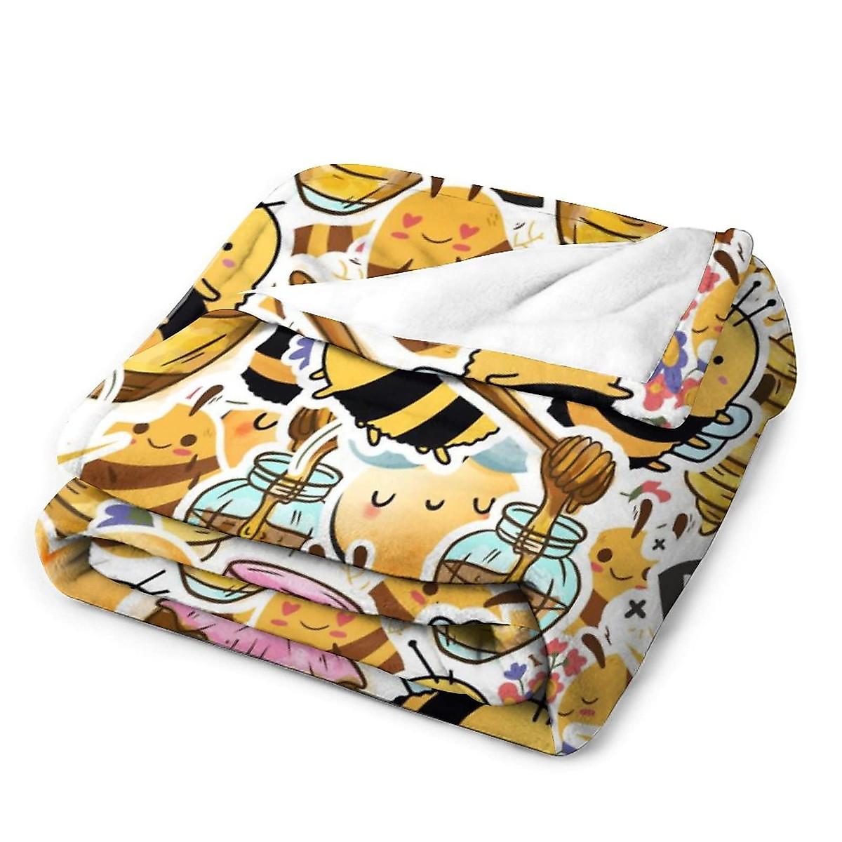 Bee Blanket Gifts - 60x50 Inches Cute Throw Blanket for Kids, Girls, Boys - Yellow Soft Plush Blankets for Bed, Couch & Travel