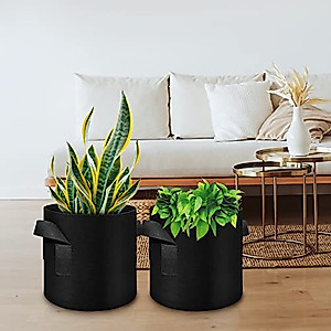 WHATWEARS 12-Pack 10 Gallon Plant Grow Bags, Thickened Nonwoven Fabric Pots with Handles, Vegetable Planter Bags Containers, Cloth Planters for Garden Vegetable/Flower/Plant/Fruits Outdoor (Black)