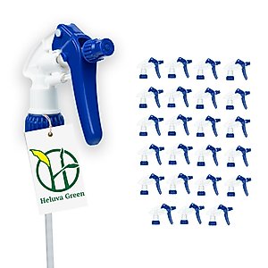 Heluva Green Spray Bottle Nozzle Replacement, Bottle Tops Only - Sprayer Nozzle Triggers for Heavy Duty, Commercial, Home Cleaning Solutions - Fits 8,16,24,32 oz Plastic & Glass Bottles, Blue, 24 pack
