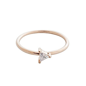 Honeycat Petite Crystal Solitaire Ring in Gold, Rose Gold, or Silver | Minimalist, Delicate Jewelry (Rose Gold, 8)