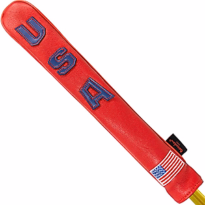 barudan golf Patriotic Well Made Red Blue White Leather Alignment Stick Cover Covers Holder 13' Hold at Least 2 Sticks American Flag Sticks Headcover for Callaway Sticks Red