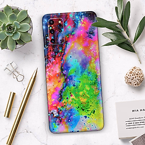 DesignSkinz Neon Splatter Universe Protective Vinyl Decal Wrap Skin Cover Compatible with The Samsung Galaxy S20 (Screen Trim & Back Glass Skin)