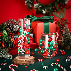 HTZNHXT 120 Pcs Christmas Vase Filler, Green Red Candy Cane Pearl Beads, Faux Pearls for Vase Home Table Party Decor