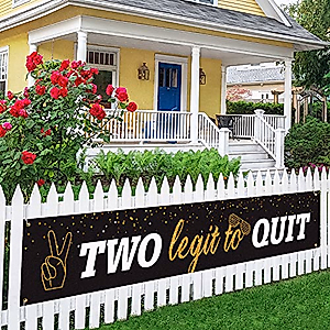Large Two Legit To Quit Banner Backdrop,Happy 2 Years Old Birthday Banner Background Photo Booth, Decorations Supplies For Baby Birthday Party Decor Lawn Sign Yard Sign 9.8x1.6 Feet