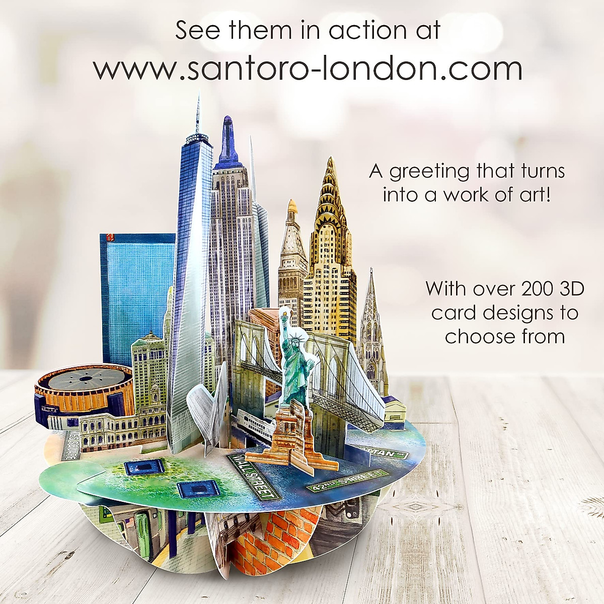 SANTORO Pirouette, 3D Pop Up Greeting Card, Birthday Card - New York City - For Him, For Her, Birthday, Thank You, Travel