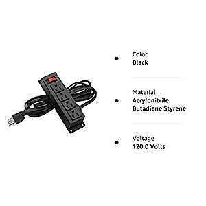 Wall Mount Power Outlet Strip, 4 Outlet Mountable Power Strip with Switch, Under Desk Power Strip Connect with 6ft Cord Mount Under Desk, Workbench, Nightstand, Dresser, Table(4AC-6FT)