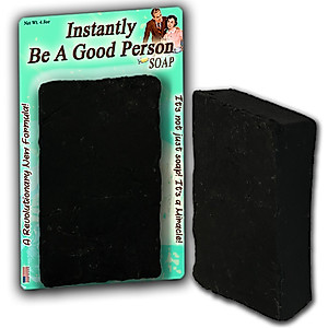 Instantly Be A Good Person Soap Black Bath Soap Pine Tar Scent Funny Vintage Gags for Women Men Novelty Soaps Unisex Secret Santa White Elephant Stocking Stuffers for Men Pine Tar Soap