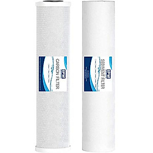 20" x 4.5" Full Flow CTO Carbon Block & Sediment Replacement Filter Cartridges Combo Set | Whole House Filters