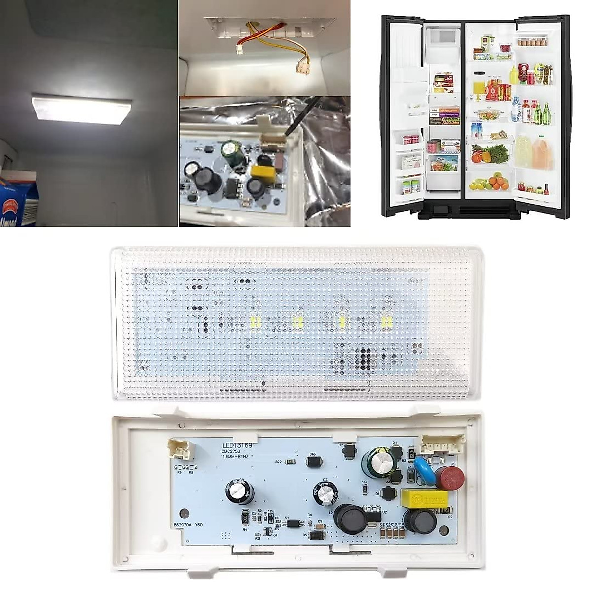 WPW10515058 (AP6022534) replaces W10515058, 3021142, PS11755867 Refrigerator Freezer Led Light Replacement for WRS325FDAM02 REFRIGERATOR