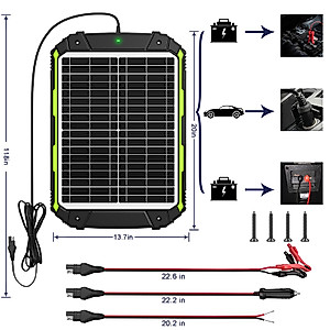 Sun Energise 20W 12V Solar Powered Battery Charger & Maintainer, Built-in Smart MPPT Charge Controller, Waterproof 20 Watt 12 Volt Solar Panel Trickle Charging Kits for Car Auto Boat RV Marine Trailer