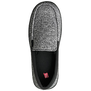 Hanes Mens Slippers House Shoes Moccasin Comfort Memory Foam Indoor Outdoor Fresh IQ, Black, Medium