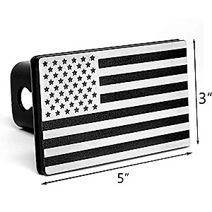MULL USA American Flag Aluminum Trailer Hitch Cover (Fits 2" receivers, Aluminum Black)