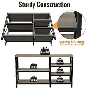 LGHM Console Tables for Entryway, Sofa Console Table Narrow with 5-Tier Storage Shelves for Living Room, Couch Hallway Table for Hall, Entry, Gray Wash
