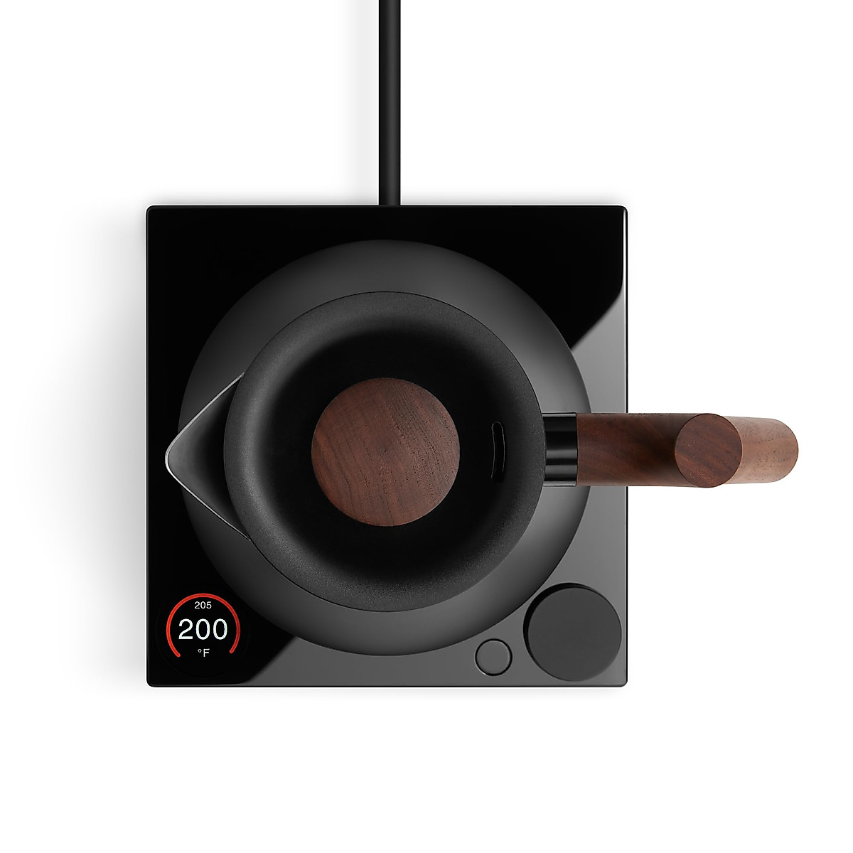 Fellow Corvo EKG Pro Studio Edition Electric Tea Kettle - Quick Heating, Precise Temperature Control, Scheduling, Built-in Brew Timer - Matte Black with Walnut Handle - 0.9 Liter