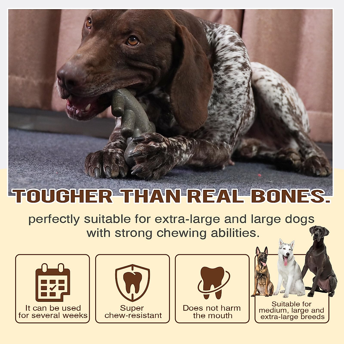 DeBage Dog Chew Toy, Lobster Dog Toy Heavy Duty Durable Chew Toys Indestructible Dog Chew Toys for Aggressive Chewers- Chew, Chase and Fetch for Large Dogs Gift (XL，Wood Color)