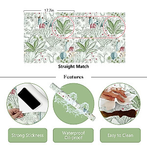 Erfoni Floral Wallpaper Peel and Stick Wallpaper Floral Contact Paper 17.7inch x 118.1inch Vintage Flower Wallpaper Peel and Stick Leaf Self Adhesive Removable Wall Paper Bathroom Cabinets Vinyl