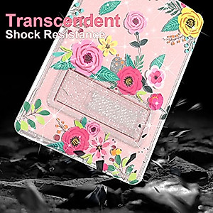 Rantice iPad 9th Generation Case, iPad 8th Generation Case, iPad 7th Generation Case, iPad Case for Women Girl Kids, Slim Shockproof Glitter Flower Clear Transparent iPad 10.2 Case with Kickstand