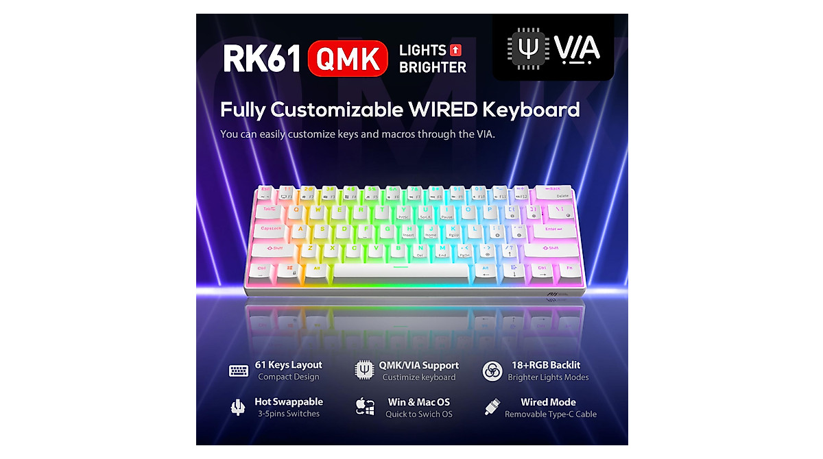 RK61 60% Mechanical Gaming Keyboard with RGB Backlight