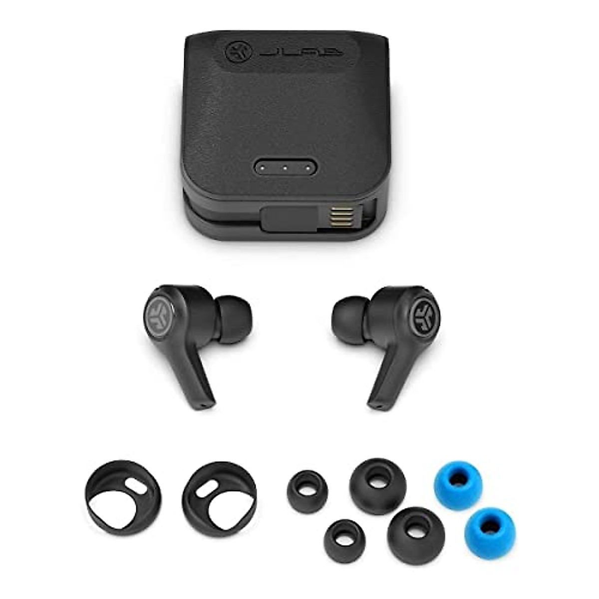 JLab JBuds Air Executive True Wireless Bluetooth Earbuds + Charging Case - Black - C3 Calling with Dual Microphones - Long Travel Playtime - Bluetooth 5.0 Connection - 3 EQ Sound Settings