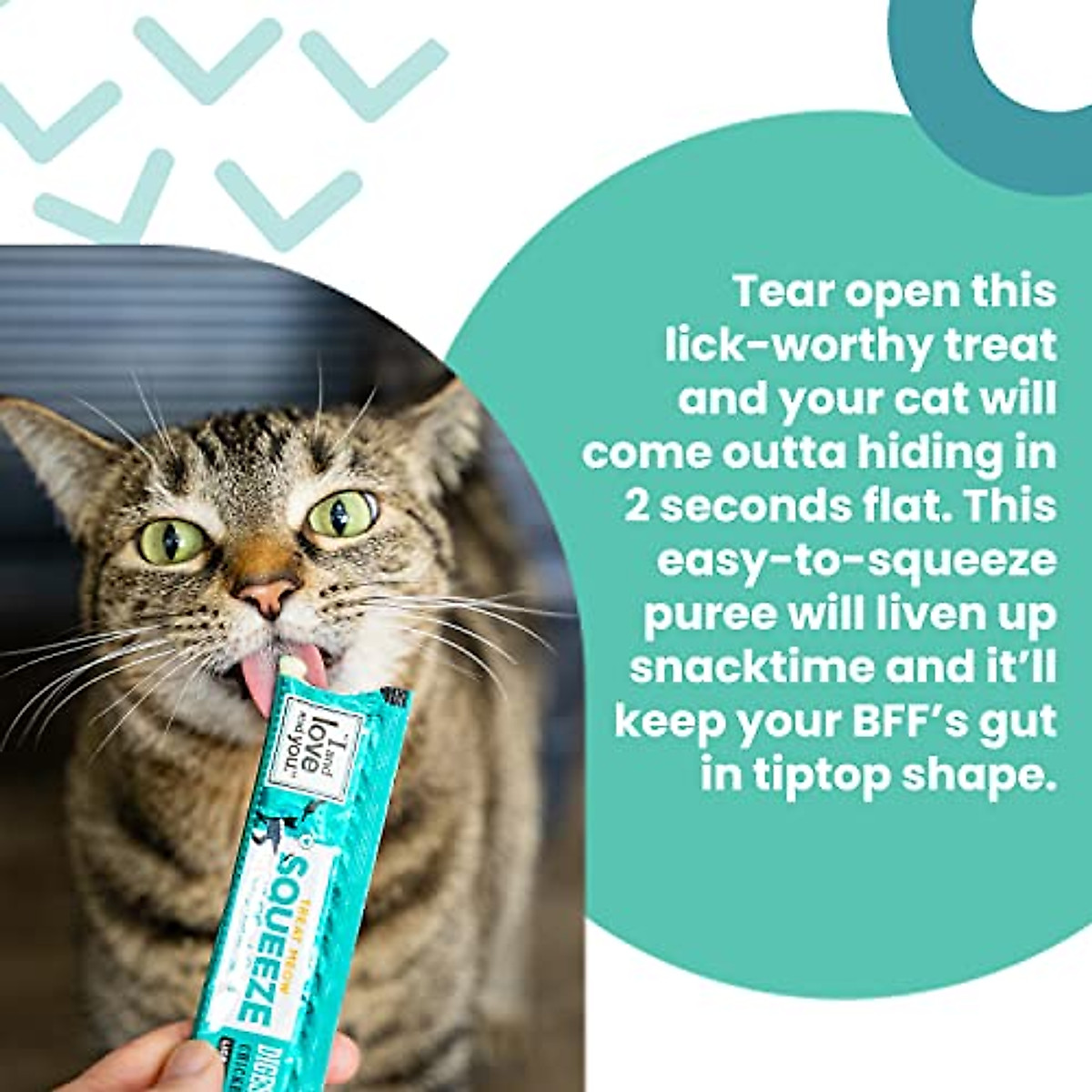 I AND LOVE AND YOU Treat Meow Lickable Cat Treats - Chicken Puree - Digestion Support, Squeeze Treat, 0.5oz, 4ct