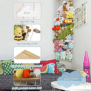 TOPHDY Stuffed Animal Storage Holder - 2 Layers Wall-Mounted Stuffed Animal Storage Ideas with Adjustbale Design for Nursery Play Room Kid's Room