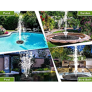 3W Solar Bird Bath Fountain Pump Built-in 1500mAh Battery with Colorful Lights, 6.3" Solar Water Fountain with 7 Nozzles & Night Mode, Solar Pump for Bird Bath, Garden, Pond, Pool, Outdoor