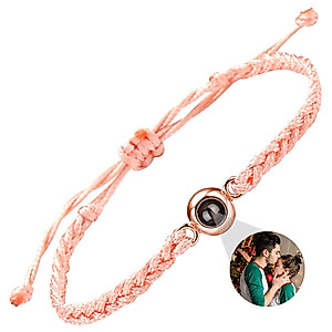 Handpua Custom photo Bracelets Rope Bracelets Personalized picture Bracelet for Women Men Projection Bracelet with Photo I Love You Bracelet 100 Languages Bracelet gift for men women lover family