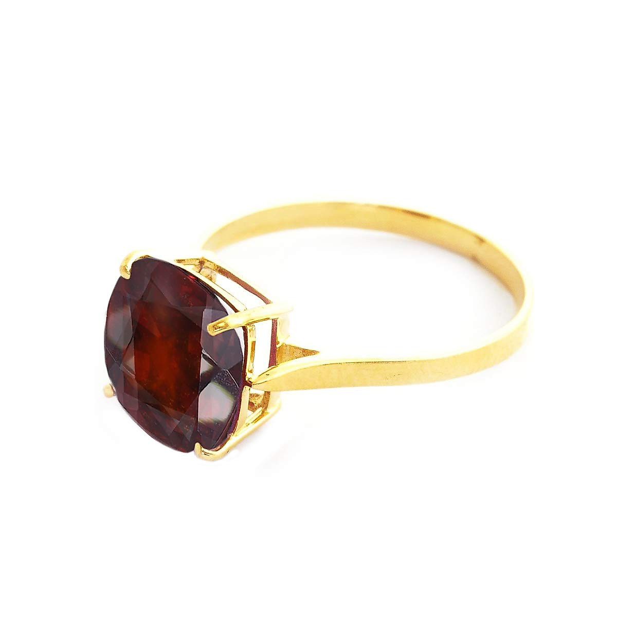 Galaxy Gold GG 14k Solid Yellow Gold Ring with Natural Checkerboard Cut Garnet - Size 7.0