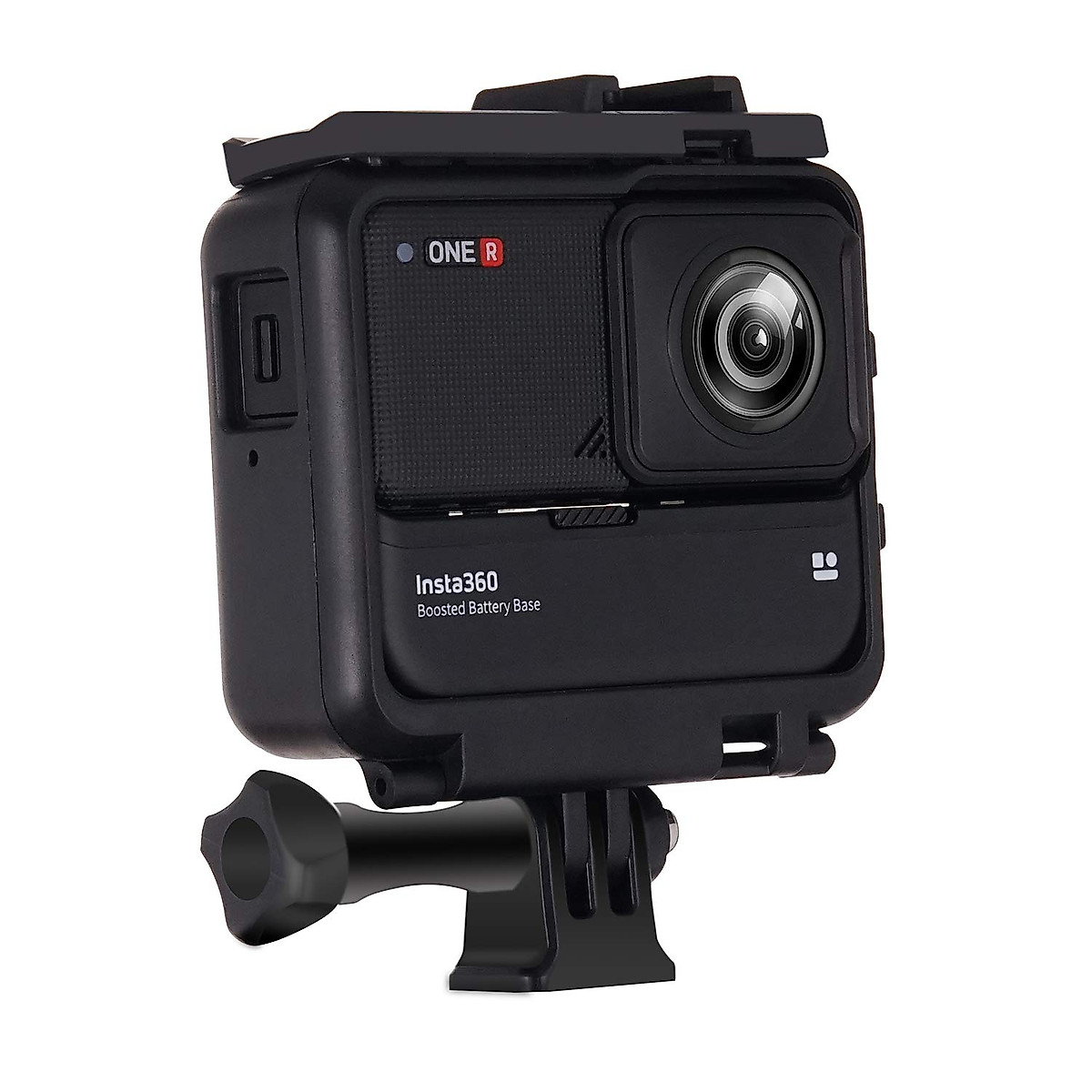 Housing Case for Insta360 ONE R Boosted Battery Frame, Protective Shell Cage Mount Bracket Accessories with Hot Shoe (Black)