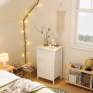 BOLUO White Night Stand with Drawers 3 Drawer Dresser for Bedroom, Tall Nightstand for Closet Dorm Modern Bedside Table